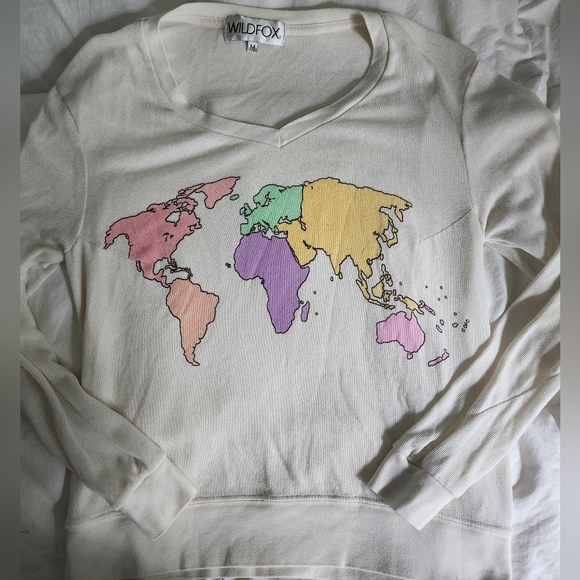 Wildfox | Sweaters | Wildfox White World Map Around The World Beach ...